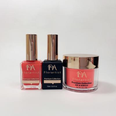 China New Free Sample Dry Fast Naturally Custom Logo 3 in 1 Set Dipping Powder Match Uv Gel and Nail Polish Lacquer for sale