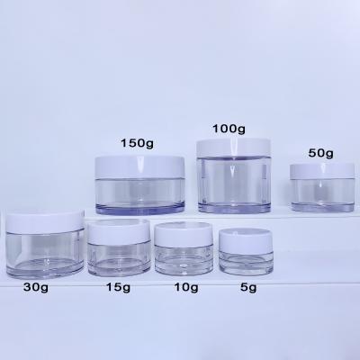 China Empty Powder Jars 5G 10G 15G 30G 50G 100G 150G Cosmetic Plastic PETG Jars With Custom Lid for sale