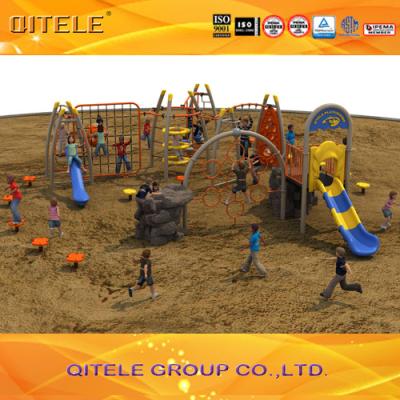China Playground Kids Outdoor Gym Equipment , Rope Net Playground Yellow For Residential zones for sale
