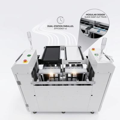 China Fully Automatic Dual Magazine PCB Loading Machine with PLC Control and Adjustable Lifting Pitch for SMT Production Lines for sale
