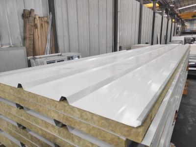China White Color Steel Sheet Rock Wool Sandwich Roof Panel Easy Installation Rock Wool Sandwich Roof Panel For Construction for sale
