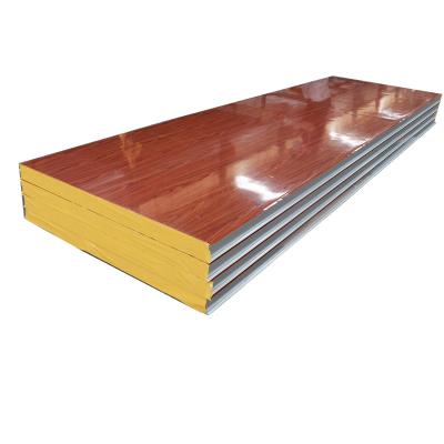 China High Quality Building Materials Fireproof Wooden Color Rock Wool Sandwich Panel for sale