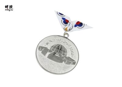 China Silver Color Commemorative Custom Award Medals Both Sides With Sandy for sale