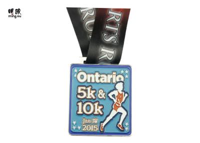 China Ontario 5K / 10K Running Custom Award Medals Sport Design Silver Color 33g for sale