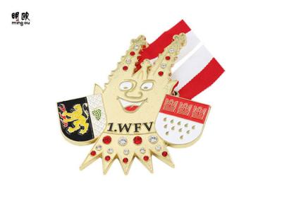 China Cute 1 WFV Crystal Custom Sports Medals Zinc Alloy Type Gold Color Electroplating for sale