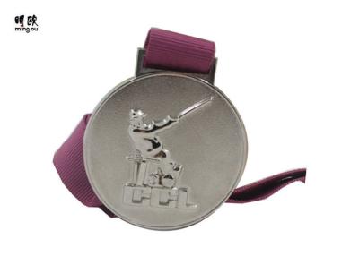 China Round Shaped Zinc Alloy Silver Custom Award Medals for Running Event Using for sale