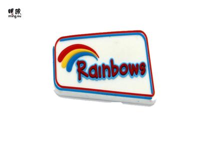 China 3D Embossed Rainbow Lapel Pin Badges Customised White Body  Front Side Logo for sale