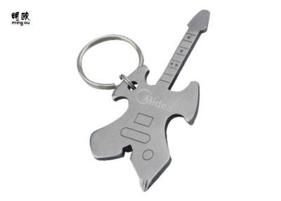 China Guitar Shaped Personalized Bottle Opener Keychain With Laser Engraved Logo for sale