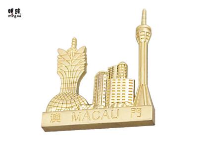 China Macau Style Gold Souvenir Fridge Magnets Front Side Logo For Collection for sale
