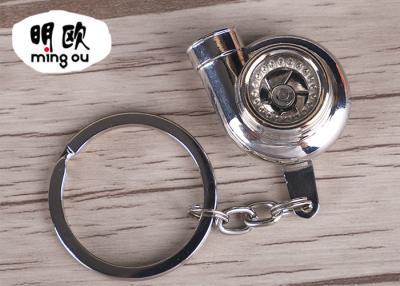 China 32mm Chain 3D Metal Keyrings Zinc Alloy Material Shiny Silver Color for sale