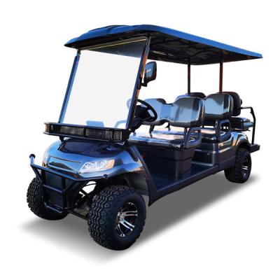 China Custom Black Powertrain 6 Seater Golf Cart With All Terrain Tires for sale