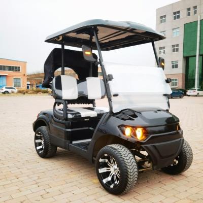 Black Color 2 Seater Golf Cart 4 Wheel 10 Inch Tire 70-100km With Lithium Battery