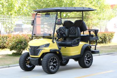 China Yellow 4-Seater 14-Inch Off-Road Tires Support Customized Electric Golf Cart With High-Grade Leather High-Rebound Seats for sale