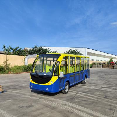 Cina Autobus turistico elettrico giallo e blu da 14 posti con aria condizionata batteria al litio da 72v Golf Place pneumatico da 13 pollici in vendita