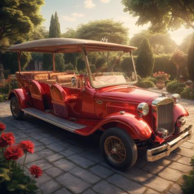 China Retro Style White Streamlined Classic Car Nostalgic Journey On Sunset Road for sale