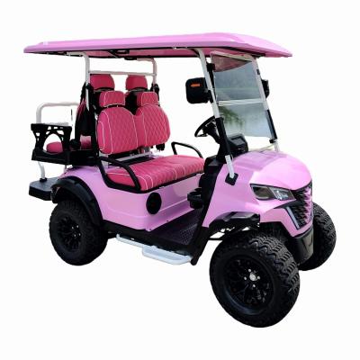 China Custom Pink Off Road Lithium 72V Luxury Utility Carrinho de Caça de Golfe 4 lugares à venda
