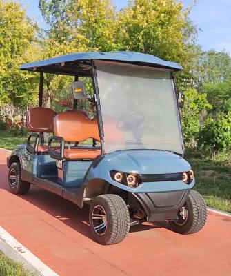 China Este carrinho de golfe de quatro lugares, que é um clássico e é movido por um motor de alta eficiência, atravessa as encostas sem esforço.. à venda
