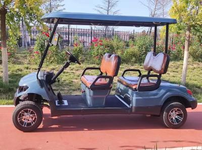 China Este carrinho de golfe de quatro lugares, que é um clássico e é movido por um motor de alta eficiência, atravessa as encostas sem esforço.. à venda