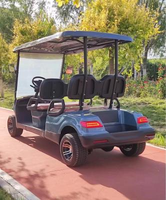 China Este carrinho de golfe de quatro lugares, que é um clássico e é movido por um motor de alta eficiência, atravessa as encostas sem esforço.. à venda