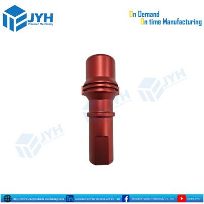 China Custom Precision CNC Machined Aluminum Stepped Shaft with Red Anodized Finish and ±0.005 mm Tolerance for sale