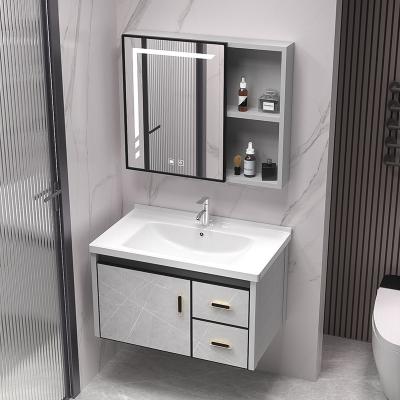 Cina Combined Simple Mirror Bathroom Wash Basin Cabinet Red Oak in vendita