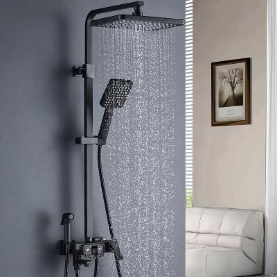 Cina Matte Shower Head Set nero fissato al muro 8