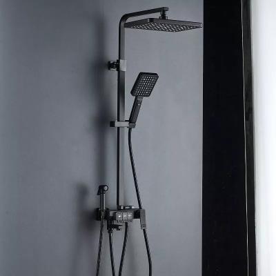 Cina Matte Shower Head Set nero fissato al muro 8