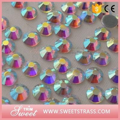 China Crystal AB HOTFIX Flat Back Rhinestone Strass Shimmer Jewelry Accessories Garment Fashion Women Bling Deco. for sale