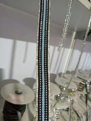 China Hot-fix Rhinestone Trimming Fringe for Garment Decoration Crystal Iron-on Hot Fix Studs Trims Weave Banding Strips for sale