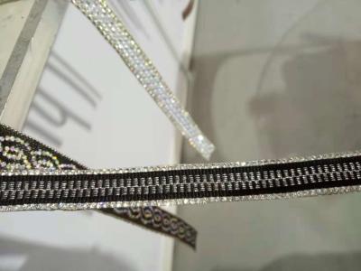 China Hot-fix Rhinestone Trimming Fringe for Garment Decoration Diamond+Weave Adhesive Rhinestone Strip for sale