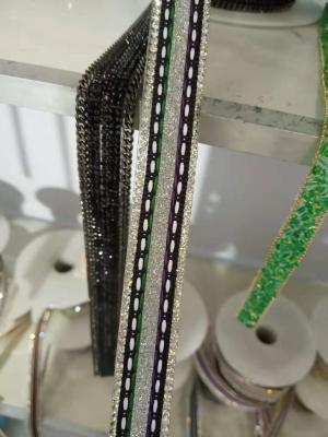 China Hot Fix Weave Crystal Trimmings Resin Strip Glass Stones Rhinestone with Weave Banding Fashion Decoration Garment Trim for sale