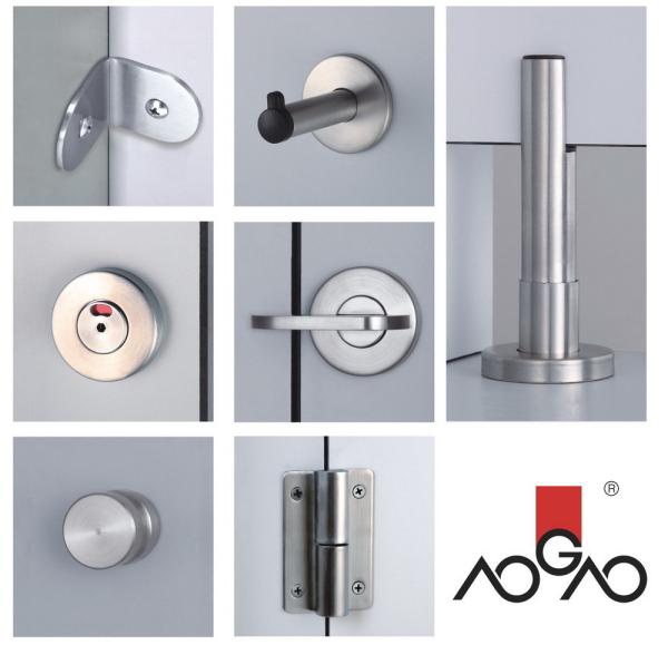Quality AOGAO Stainless Steel Toilet Cubicle Hardware with Hinged/Sliding Door Style for sale