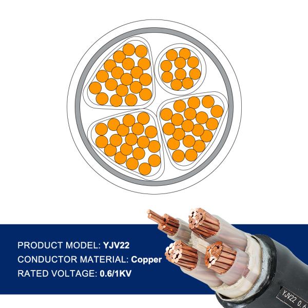 Quality STA Underground Power Cable YJV22 Armoured Electrical Cable Copper XLPE for sale