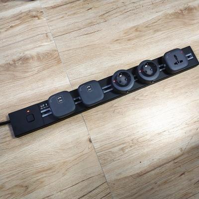China 600mm Moveable Aluminum Alloy Electrical Rail tack system EU /Universal /UK power Socket with switch surget protector da for sale
