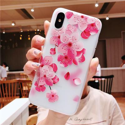 China Embossed Design painting phone case For iPhone X 8 Plus 7 Plus Soft Silicone Pattern Print Hand Feel Flower Case Cover for sale