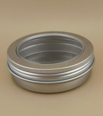 Cina Grande contenitore in alluminio argentato con coperchio a vite trasparente per cosmetici in vendita