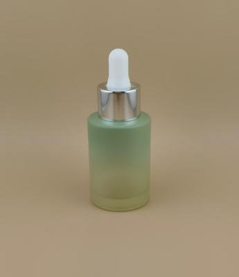 China New Design Clear Gradual Change Matcha Green Matte Round Dropper Bottle K-GBL30 for Essence for sale