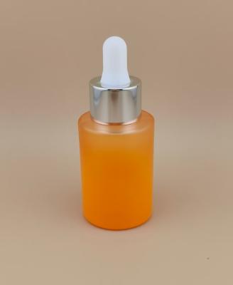 China Clear Gradual Change Matte Orange Smooth Round Dropper Bottle K-GBL30 for Essence for sale