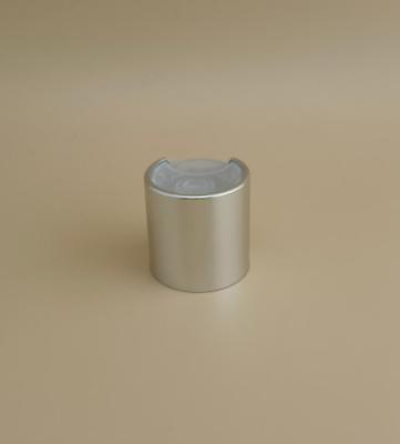 Cina Tappo rotondo liscio in alluminio-plastica argentata con pulsante trasparente per flaconi per la cura della pelle in vendita