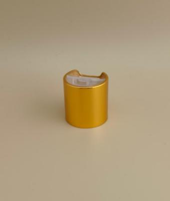 Cina Tappo rotondo liscio in alluminio-plastica giallo con bottone trasparente per flaconi di prodotti per la cura della pelle in vendita