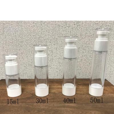 China Eco-Friendly 15ml 30ml 45ml 50ml Transparent Empty PP Plastic Cosmetic Packaging Container Serum Lotion Airless Pump Bottle for sale