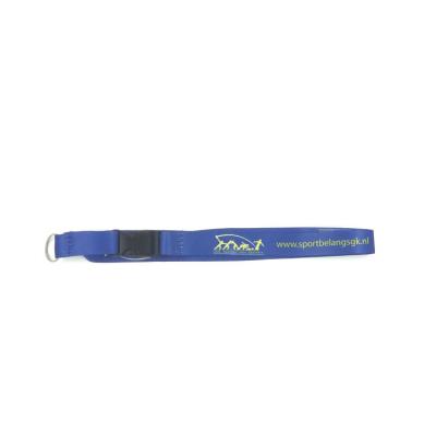 China Printed Blue Full Color Lanyards , Screen Printed Lanyards With Key Ring for sale