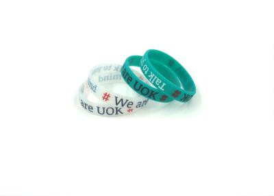 Custom Logo Custom Silicone Bracelets , Silicone Band Bracelets With Colorful Words Infilled
