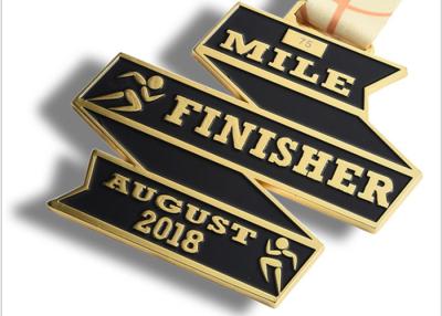 China Logo Custom Ribbon Shape Custom Award Medals Soft Enamel Die Casting Plated for sale