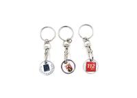 China Custom Logo Metal Keychain 2D 3D Effect Shopping Cart Coin Holder for Supermarket Promotion for sale
