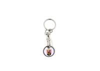 China Custom Logo Metal Keychain 2D 3D Effect Shopping Cart Coin Holder for Supermarket Promotion for sale