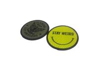 China Custom Embroidered Patches Round Shape Iron On Up to 12 Colors Laser Cut Merrowed Edge for sale