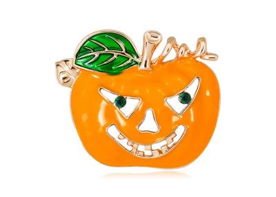 China Butterful Clutch Custom Lapel Pins , Anime Pumpkin Halloween Enamel Badge Metal Icon for sale