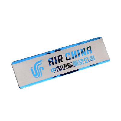 China Custom Business ID Emblem Metal Lapel Pin Gold Name Tag Badge With Magnet Holder for sale