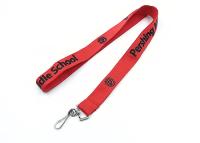 China Custom Imprinted Polyester Lanyard 20mm x 455mm Red with Silkscreen Logo for sale